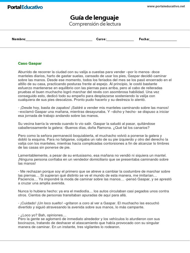 GUIA COMPRENSION - Caso - Gaspar PDF | PDF | Violencia