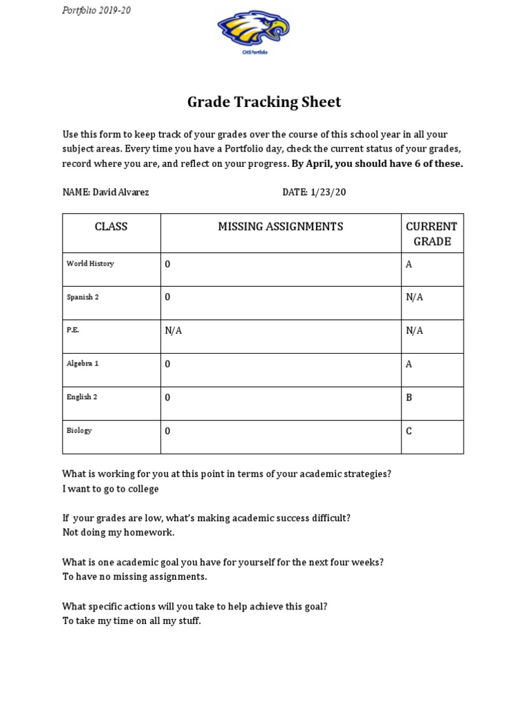 January Tracking Sheet | PDF