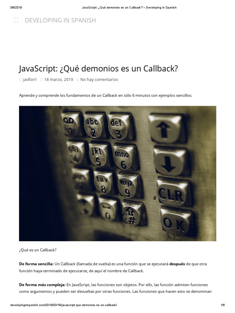 Callback Java Script | PDF | Devolución de llamada (programación de computadora) | Script Java