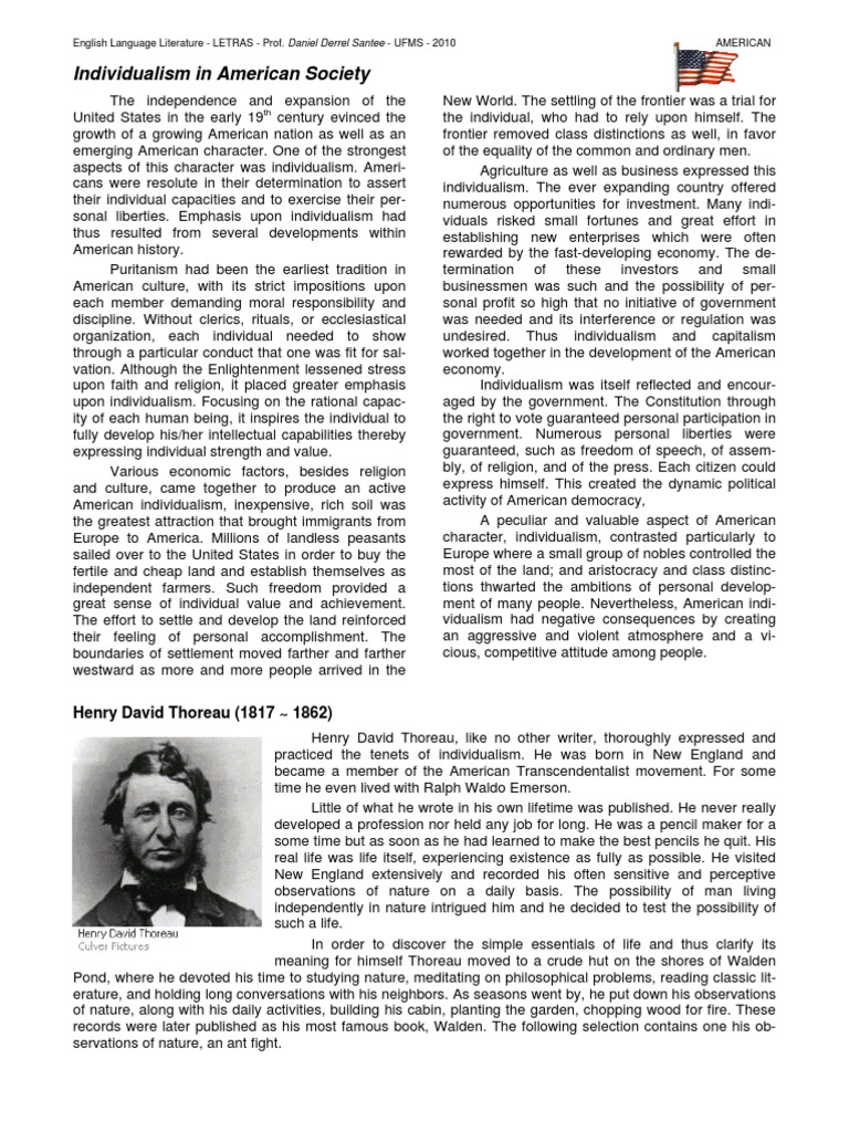 18 American Individualism | PDF | Civil Disobedience (Thoreau) | Walden