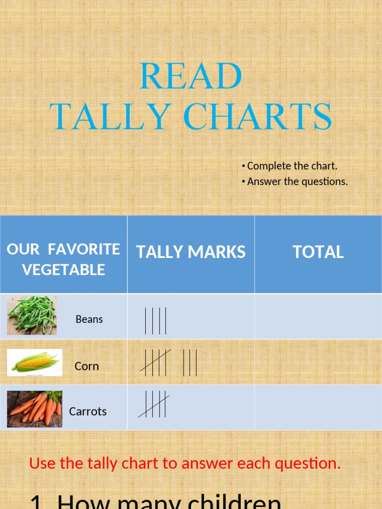 Read Tally Charts: - Complete The Chart. - Answer The Questions | PDF