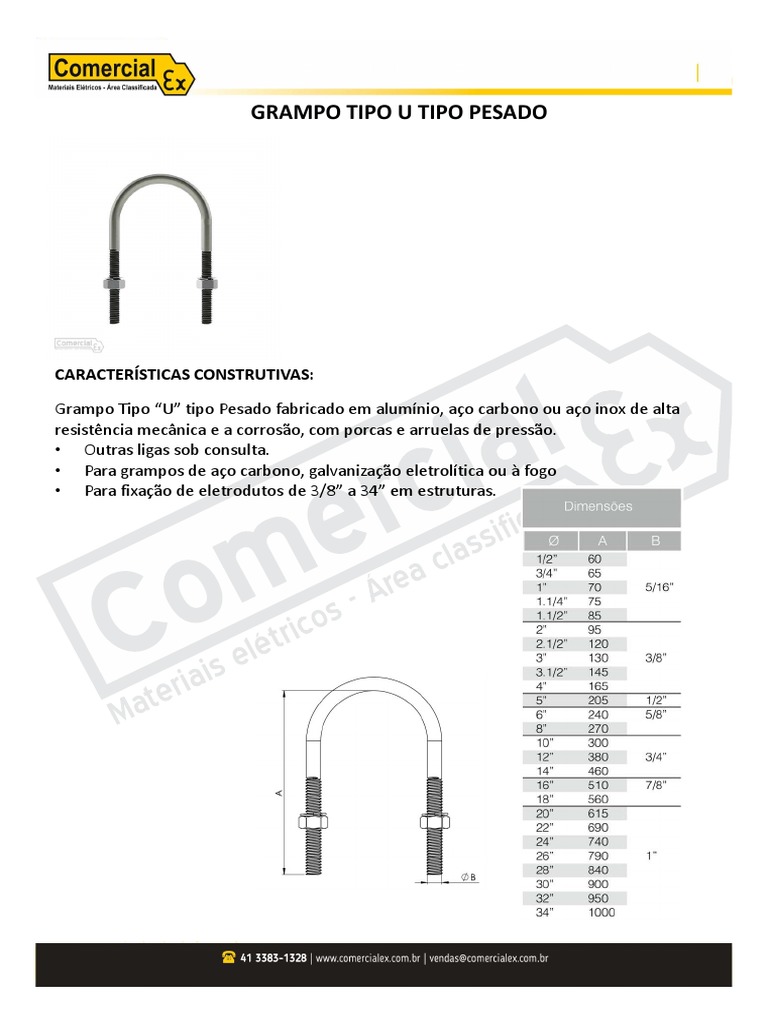 Grampo Tipo U Ficha Técnica PDF | PDF