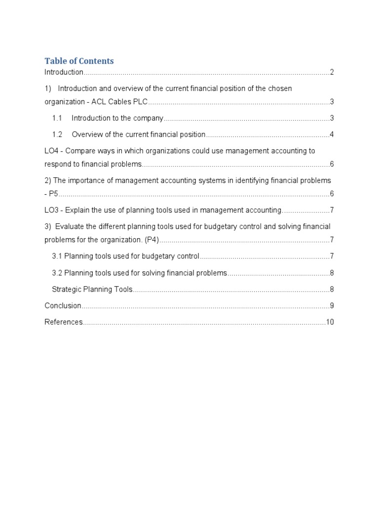 Management Accounting at ACL Cables PLC | PDF | Inflation | Economics