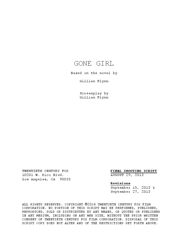 GoneGirl Final Shooting Script PDF | PDF