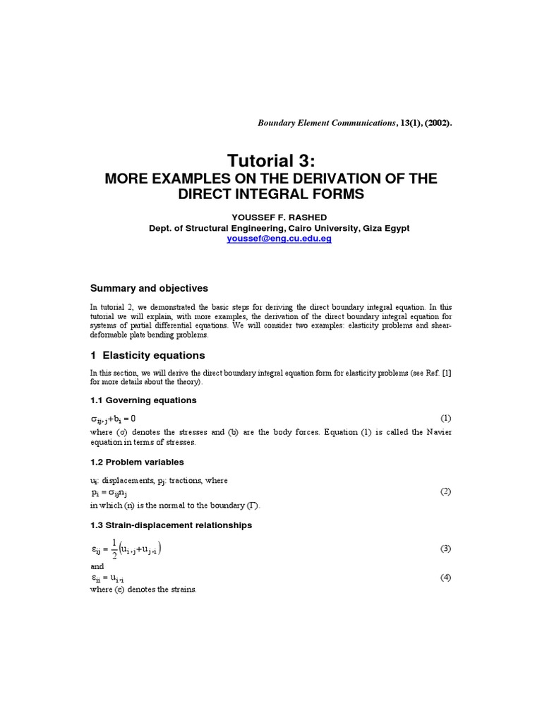 Boundary Integral Equation Derivation Guide | PDF | Bending ...