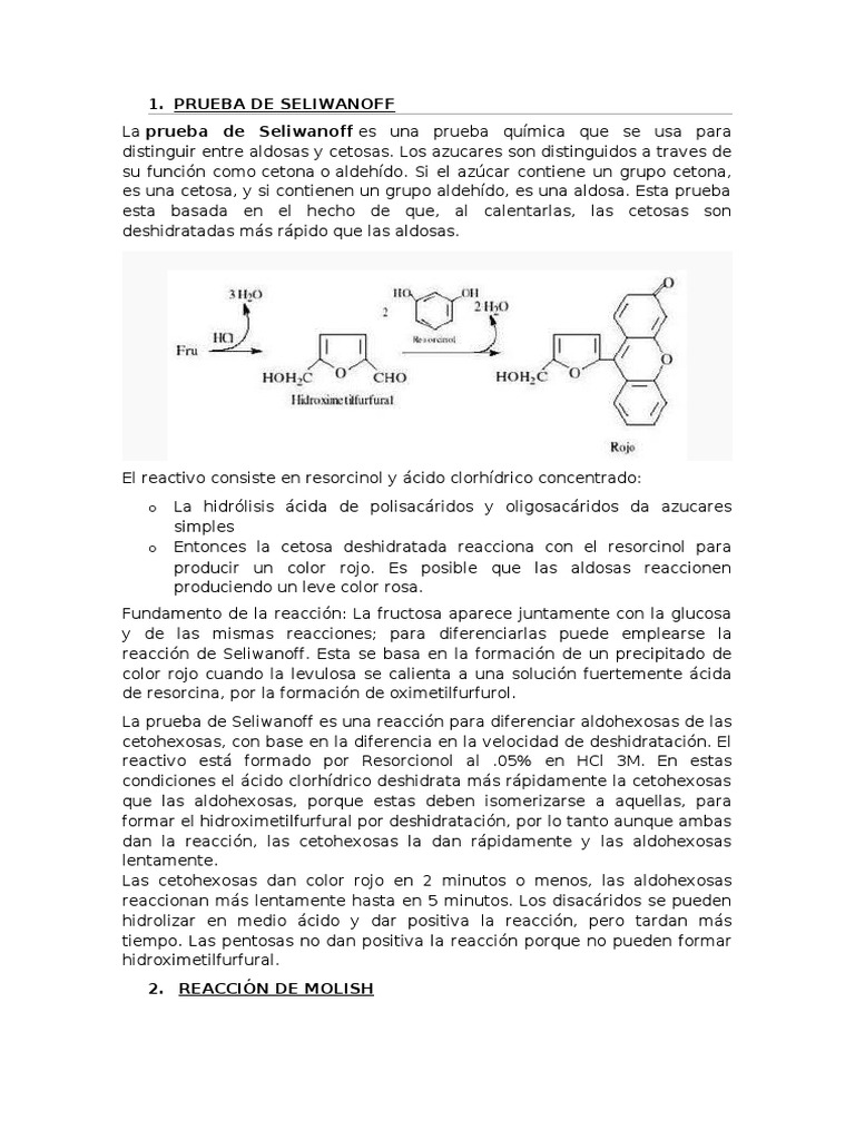 Prueba de Seliwanoff | PDF | Carbohidratos | Glucosa