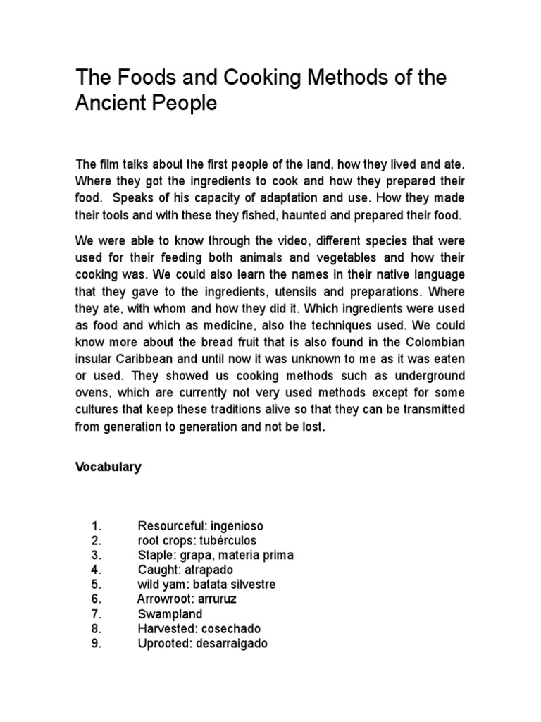 The Foods and Cooking Methods of The Ancient People | PDF | Home ...