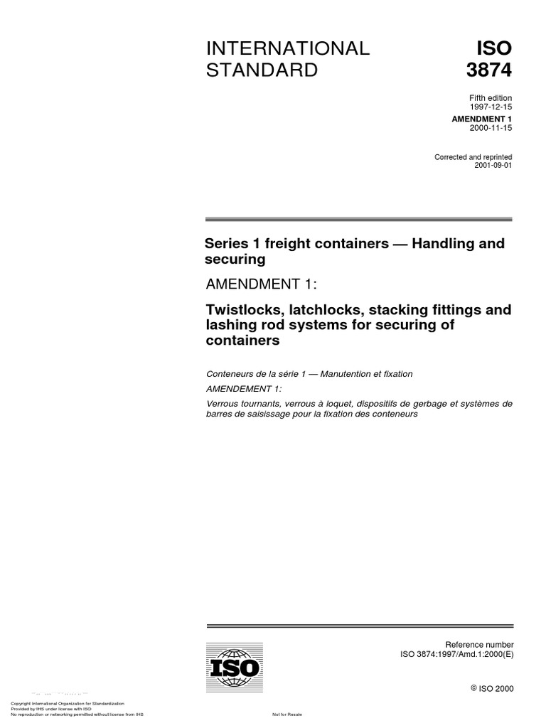Iso 3874-Amd 1-2000 PDF | PDF | International Organization For Standardization