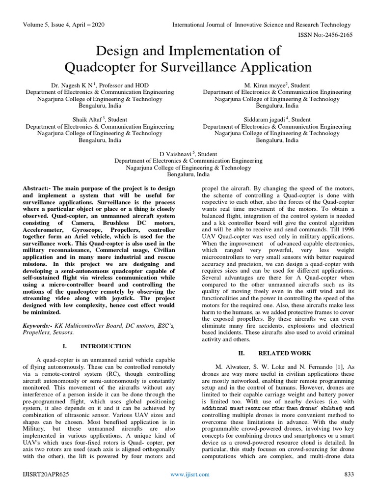 Design and Implementation | Download Free PDF | Quadcopter | Unmanned ...