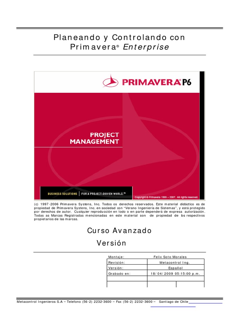 Primavera Manual Completo Avanzado | PDF | Microsoft Excel | Usuario ...