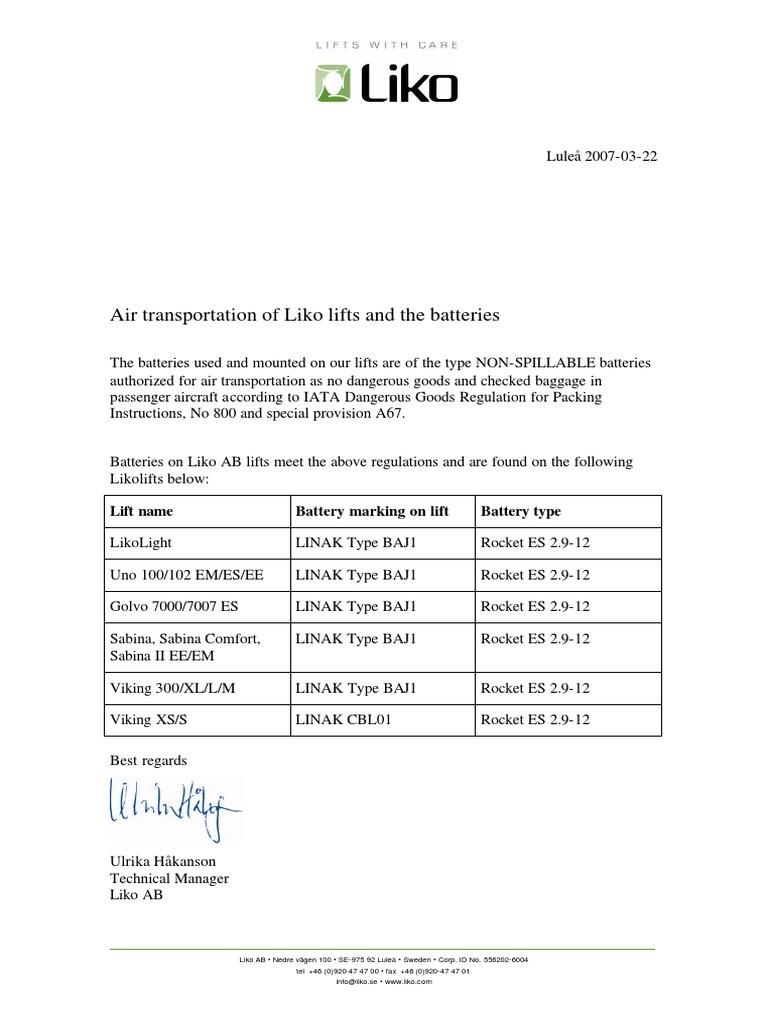Air Transportation Liko Mobile Lifts EN | PDF