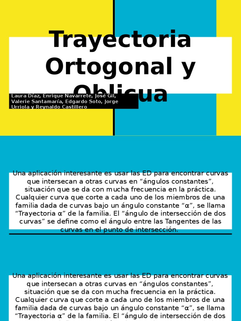 Trayectoria Ortogonal y Oblicua | PDF | Tangente | Ortogonalidad