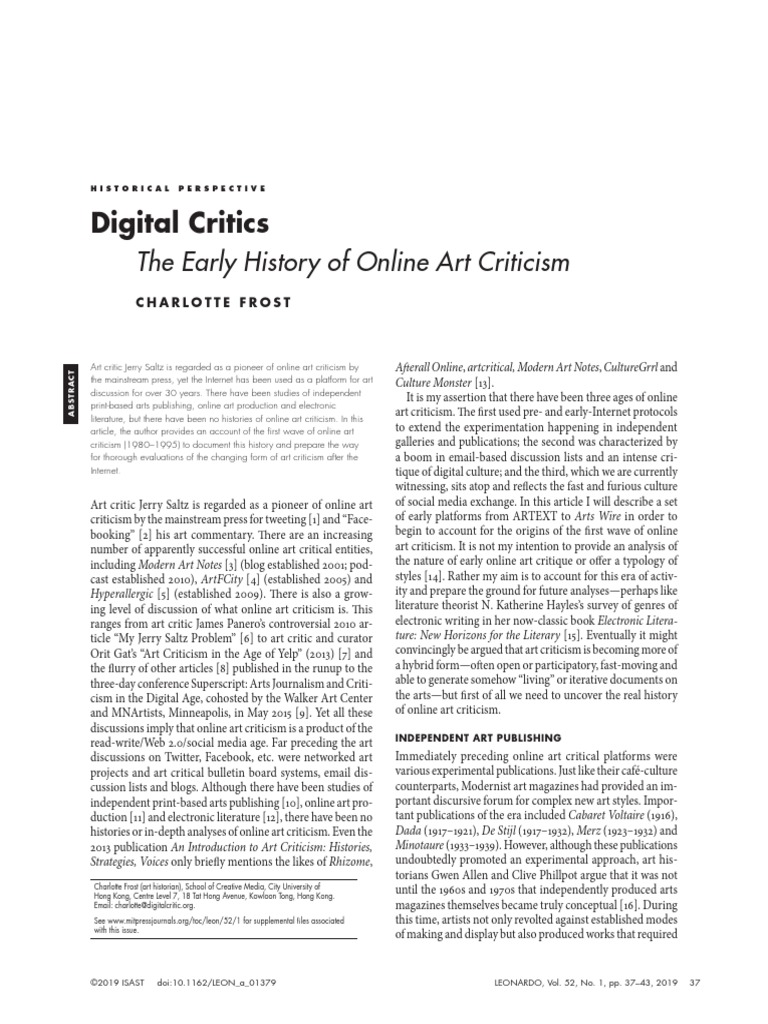 Digital Critics: The Early History of Online Art Criticism | PDF ...