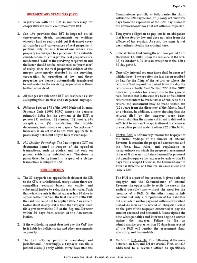 Documentary Stamp Tax (DST) and National Internal Revenue Code (NIRC ...