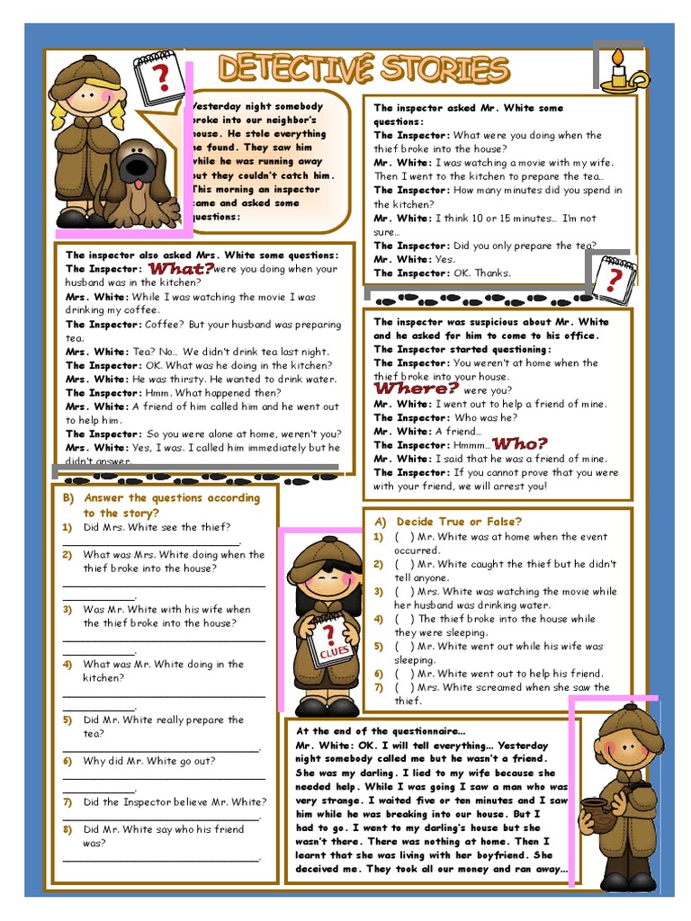 B) Answer The Questions According To The Story? A) Decide True or False ...