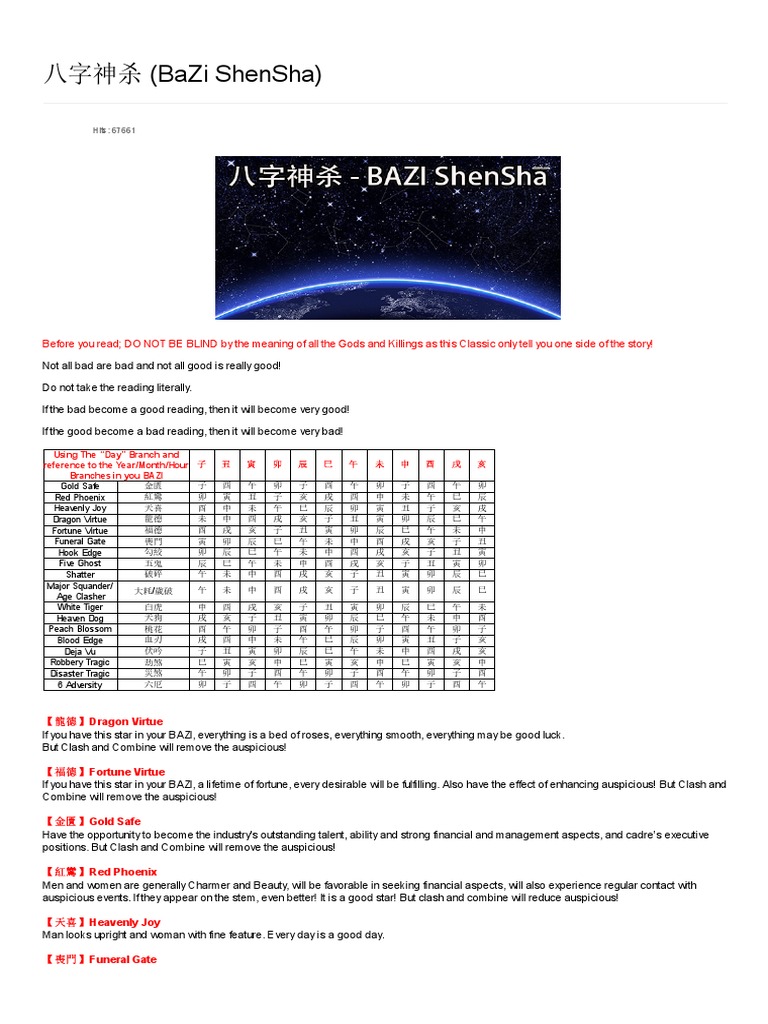 八字神杀 (BaZi ShenSha) | PDF | Marriage | Psychological Concepts