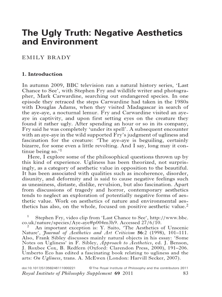 The Ugly Truth Negative Aesth | PDF | Aesthetics | Disgust