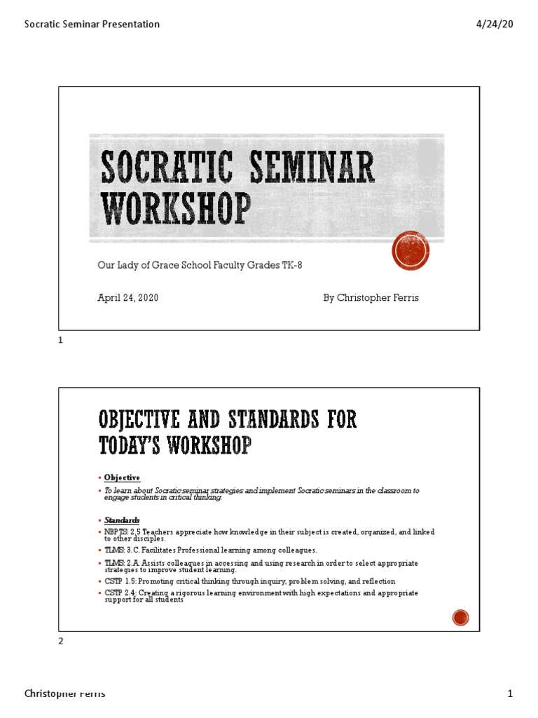 Teacher Leader Presentation Socratic Seminar Handout Updated | PDF ...