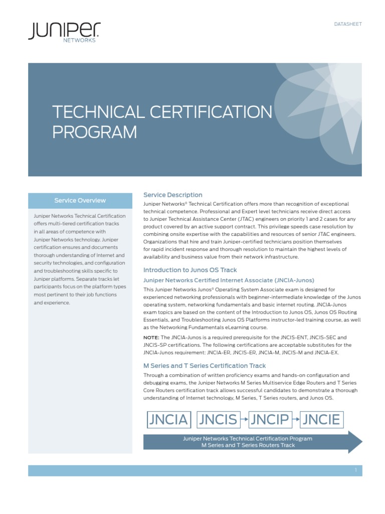 Technical Certification Program: Jncia Jncip Jncis Jncie | PDF ...