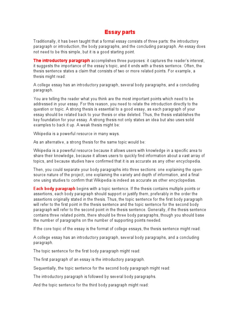 Essay Parts: The Introductory Paragraph | PDF | Essays | Wikipedia
