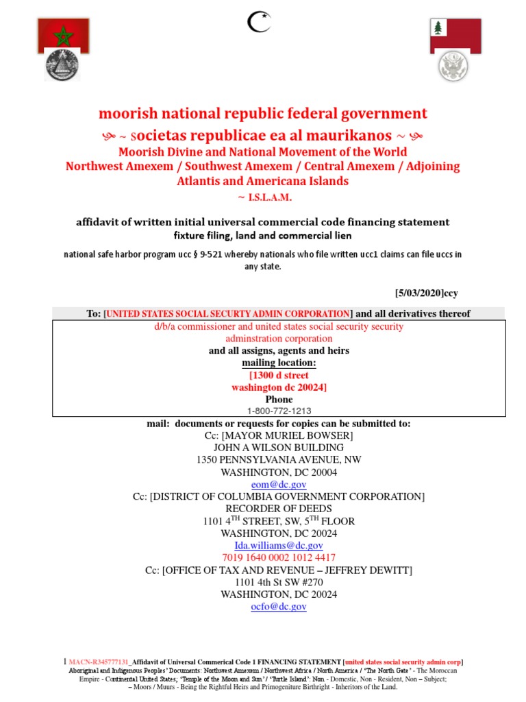 MACN-A006 - Affidavit of Universal Commercial Code 1 FINANCING ...