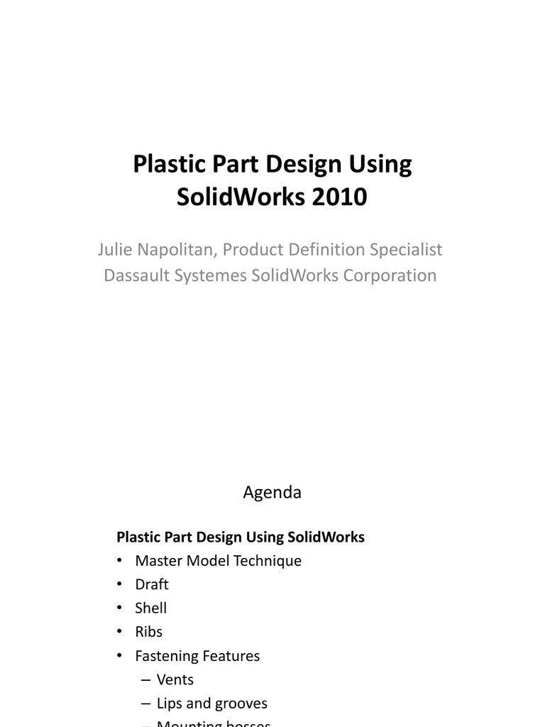 Plastic Part Design Using Solidworks Nhswug Pdf Manufactured Goods