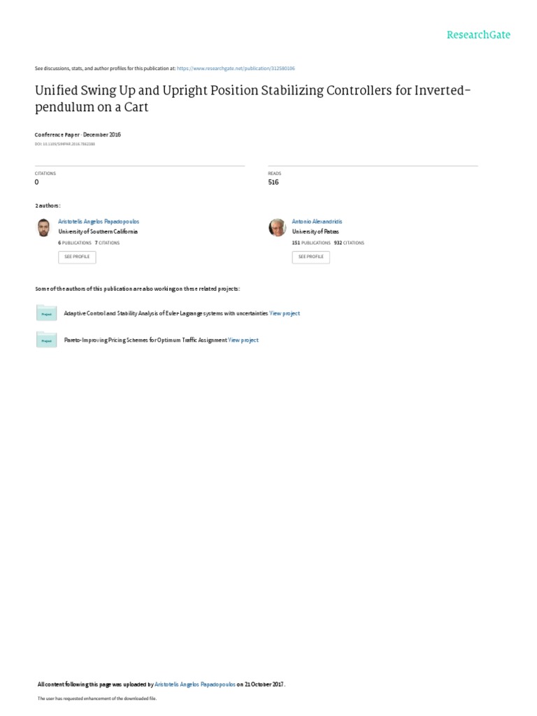 Unified Swing Up and Upright Position Stabilizing | PDF | Control ...
