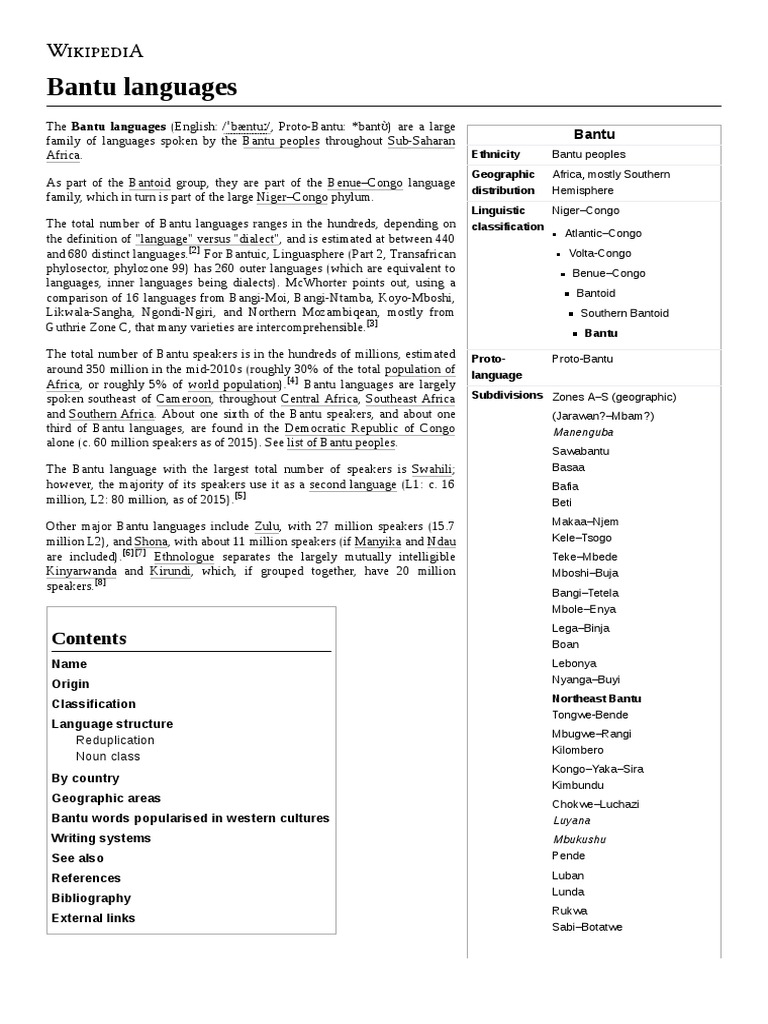 Bantu Language Alphabet