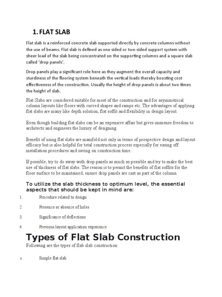 Types of Flat Slab Construction | PDF | Concrete | Precast Concrete