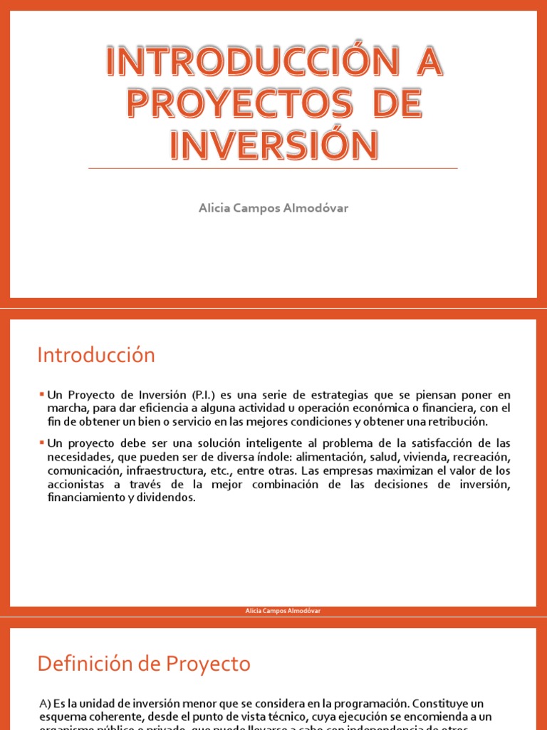 Introducción a Proyectos de Inversión | PDF | Buena capital | Capital ...
