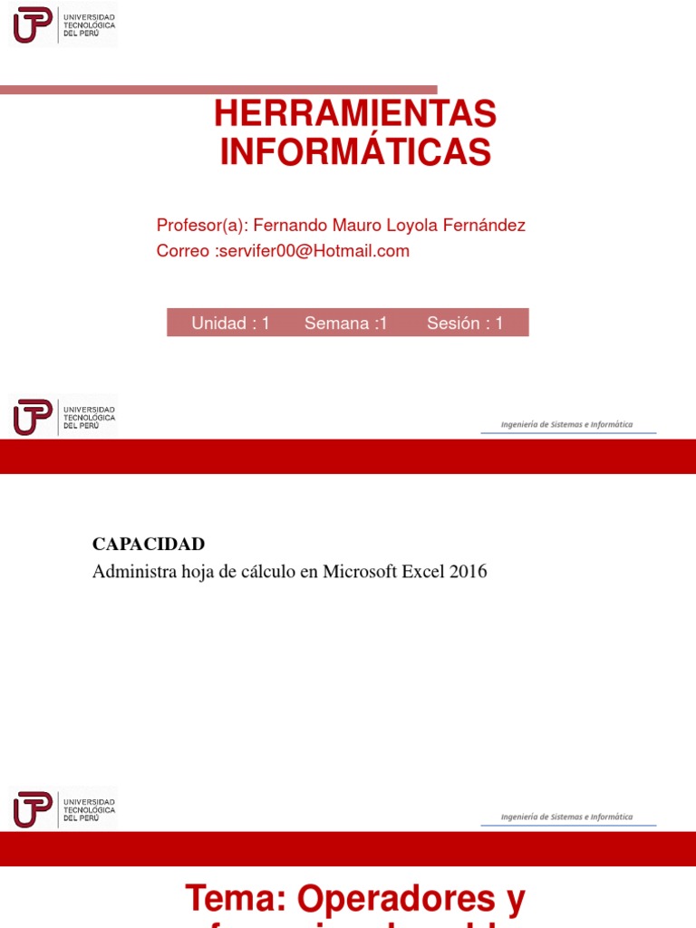 S01.s1-Herramientas Informáticas | PDF | Microsoft Excel | Hoja de cálculo