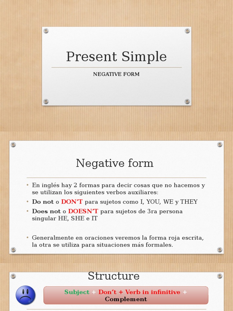 Present Simple Negative Form | PDF