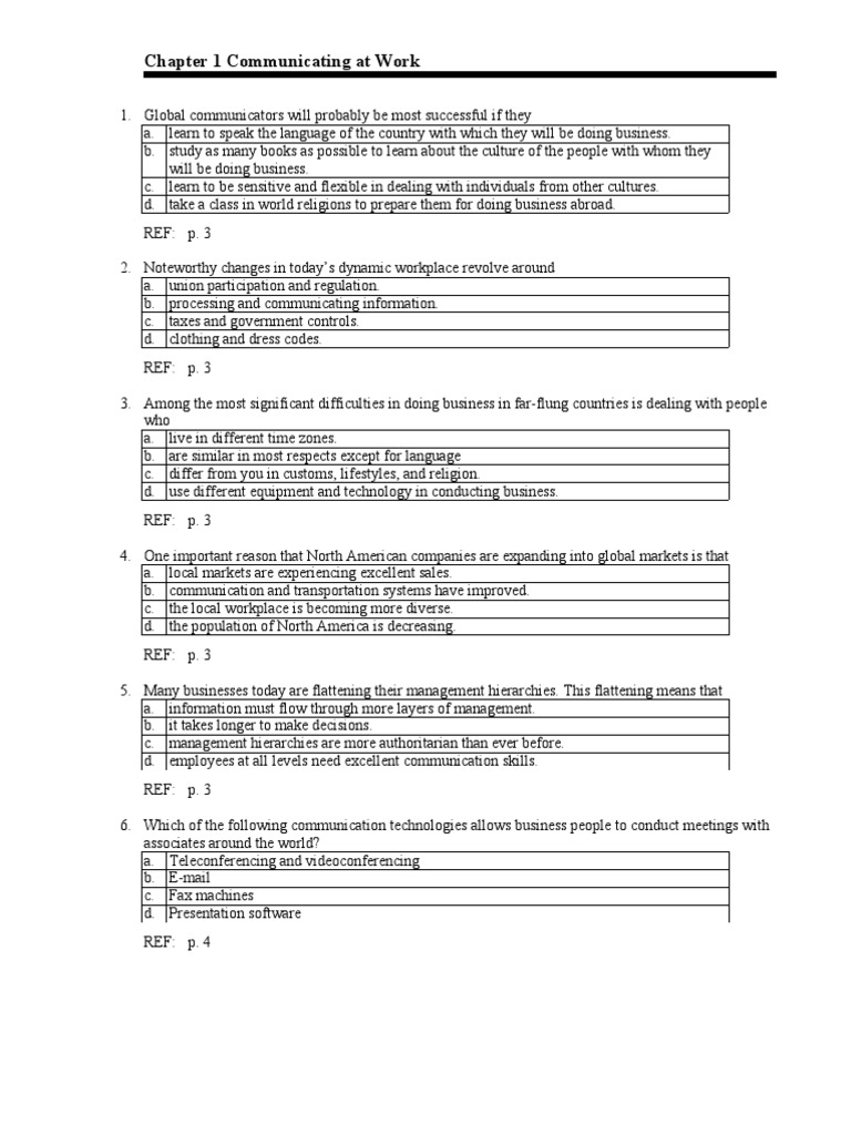 Chapter 1 Communicating at Work | PDF | Communication | Employment