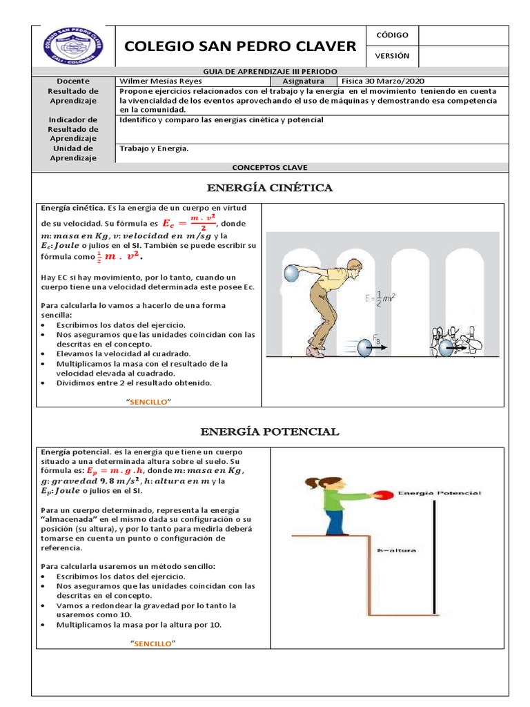 Guía de Física: Trabajo y Energía | PDF | Energía cinética | Energía ...