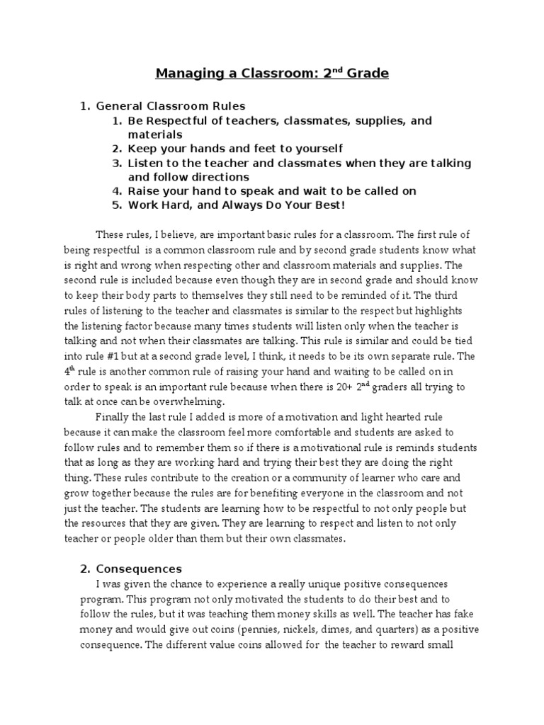 Classroom Management Plan | PDF | Classroom | Teachers