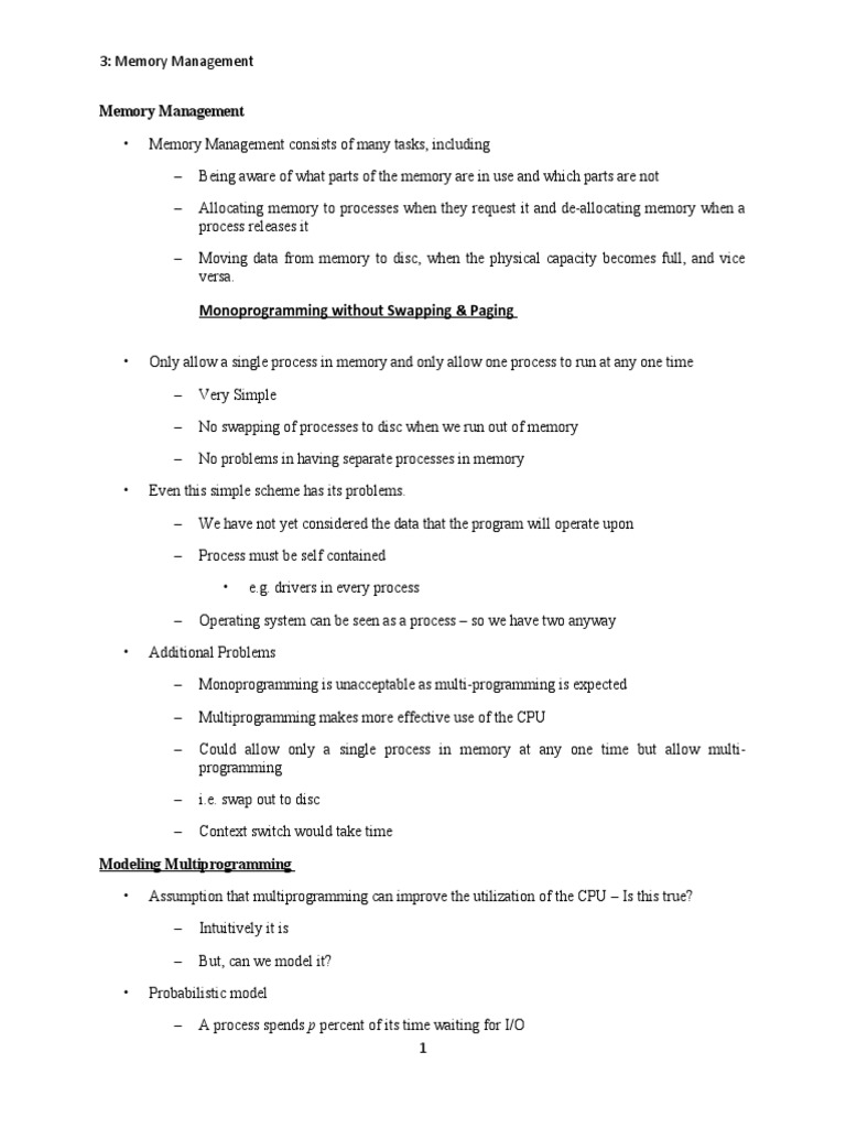 An Overview of Memory Management Techniques in Operating Systems | PDF ...