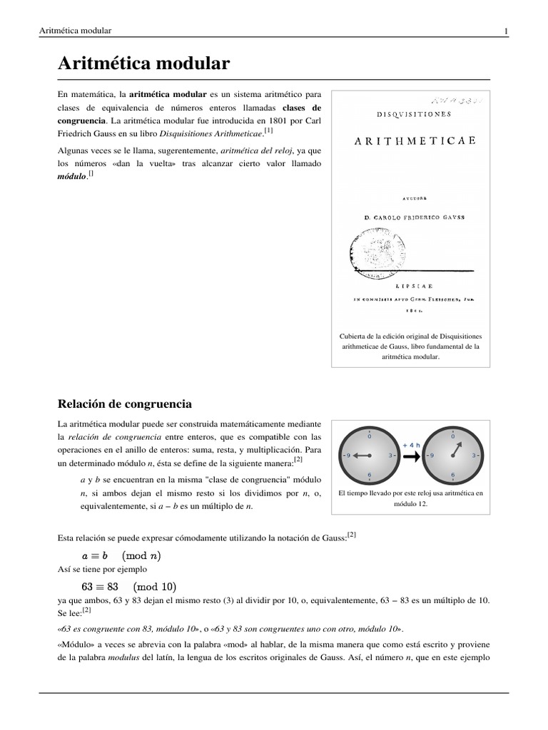 Aritmetica Modular PDF | PDF | Álgebra abstracta | Teoría de los números