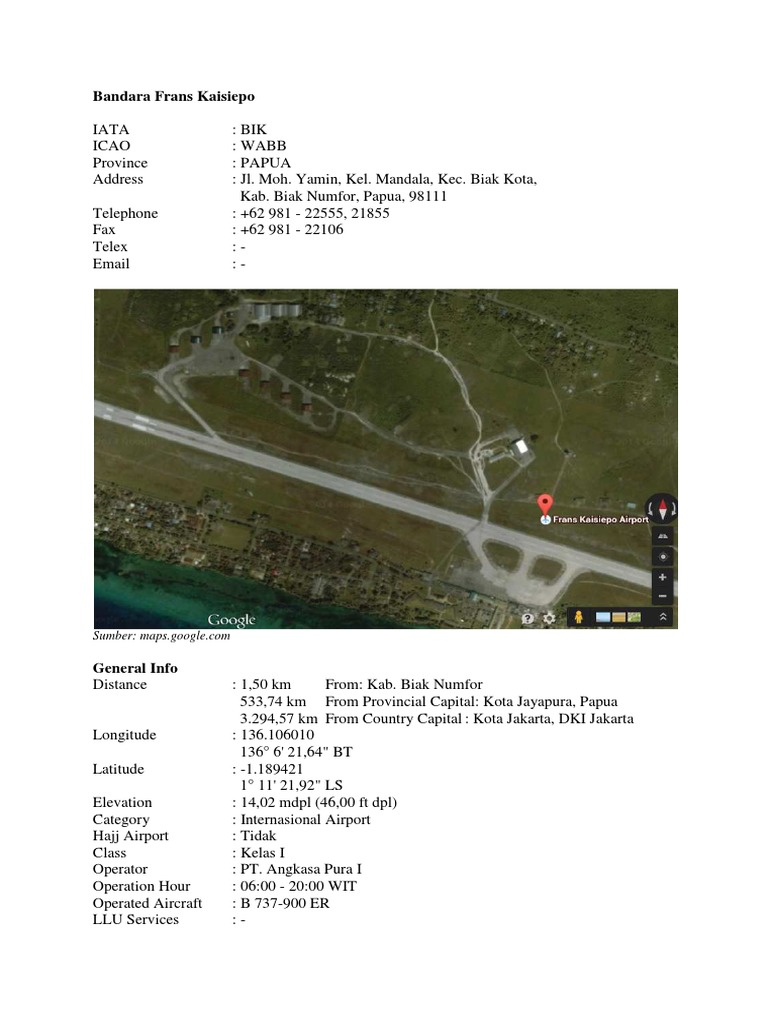 Bandara Frans Kaisiepo Biak Info | PDF | Public Transport | Transport ...