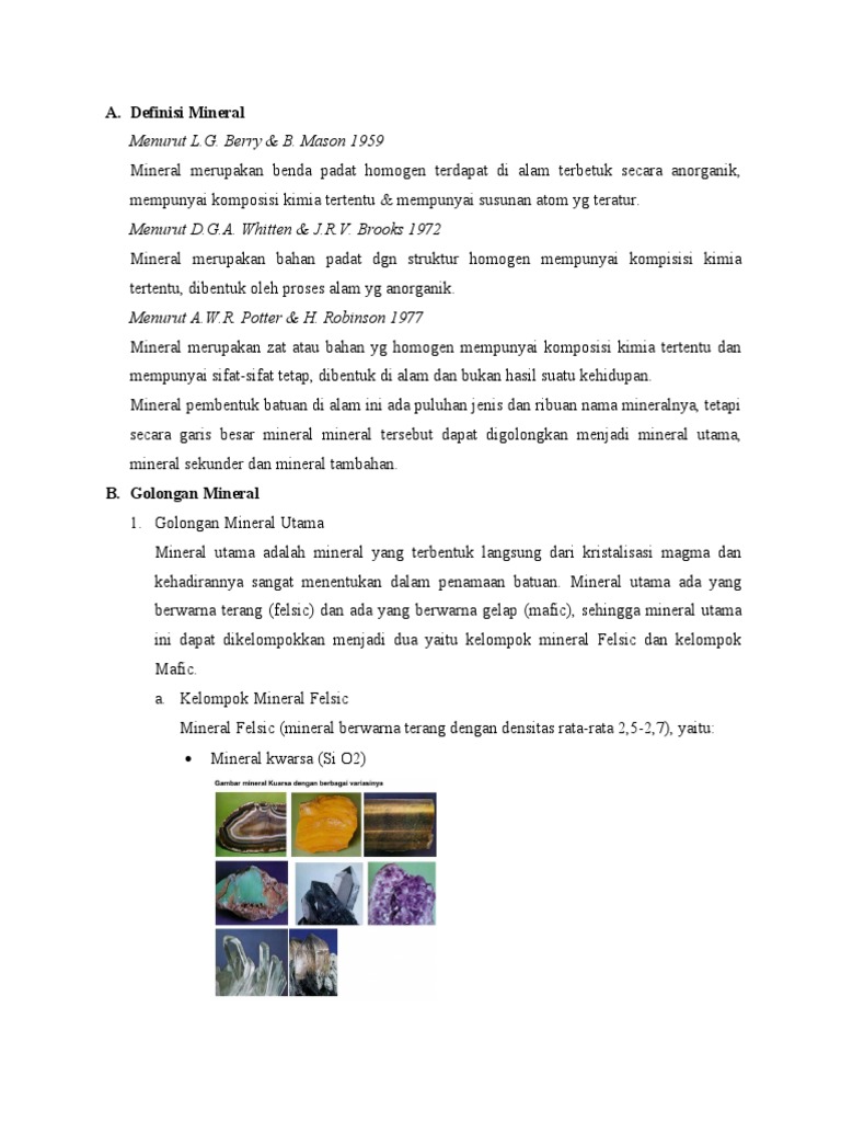 Definisi Mineral New | PDF | Sains & Matematika