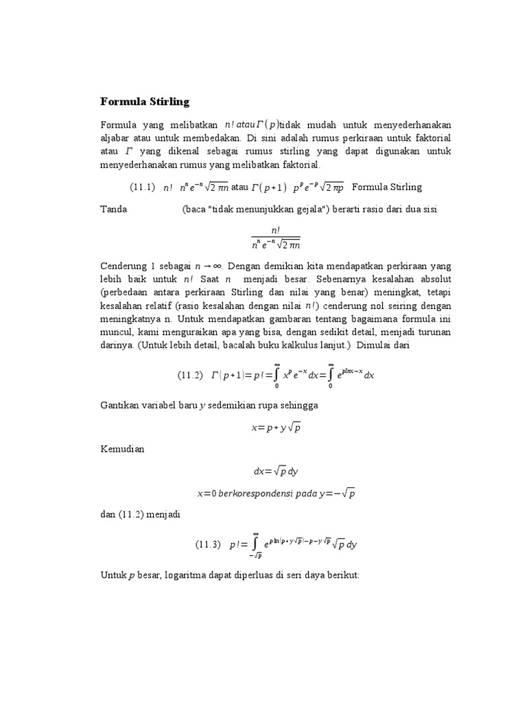 Rumus Stirling untuk Faktorial dan Γ | PDF