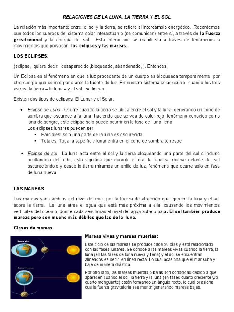 Relaciones de Luna, Tierra y Sol | PDF | Marea | Eclipse