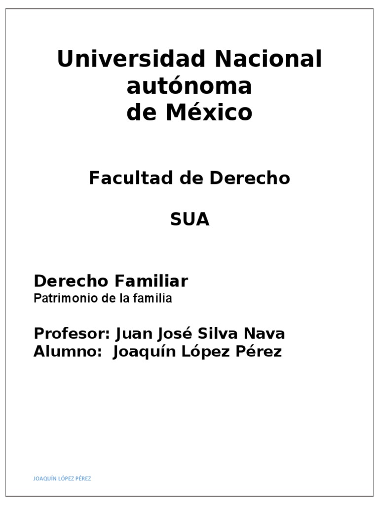 Análisis del patrimonio familiar en el derecho mexicano | PDF | Bienes (Ley) | Propiedad
