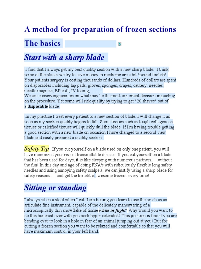 Frozen Section Preparation Guide | PDF | Home & Garden