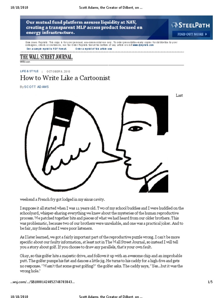 Scott Adams, The Creator of Dilbert, On Writing Humor | PDF | Leisure