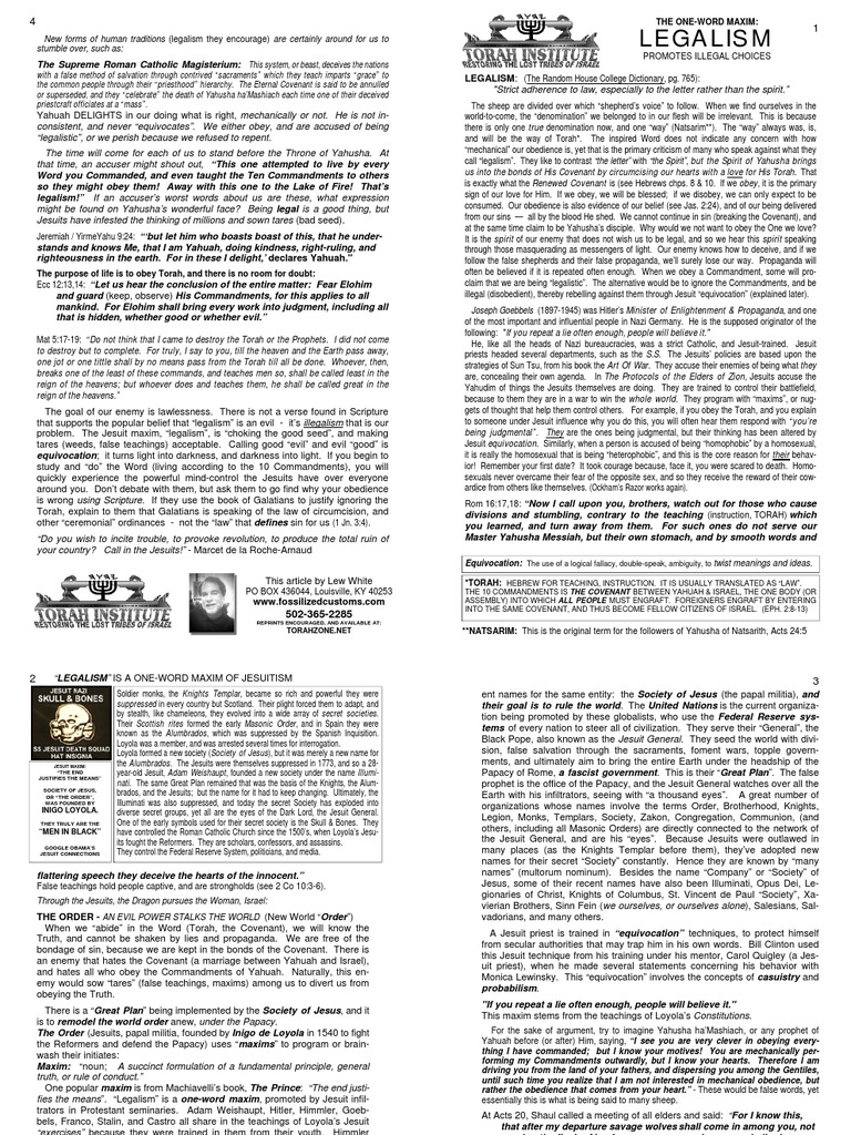 THE ONE-WORD MAXIM: Legalism | PDF | Society Of Jesus | Covenant (Biblical)