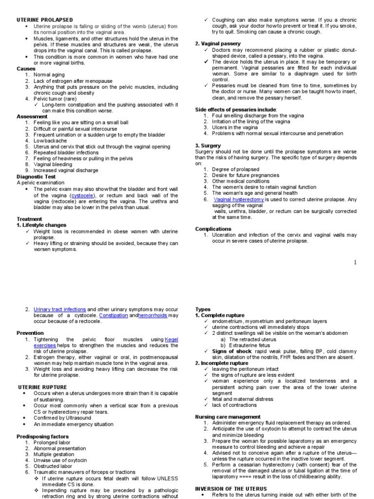 Uterine Prolapse Is Falling or Sliding of The Womb (Uterus) From Its ...