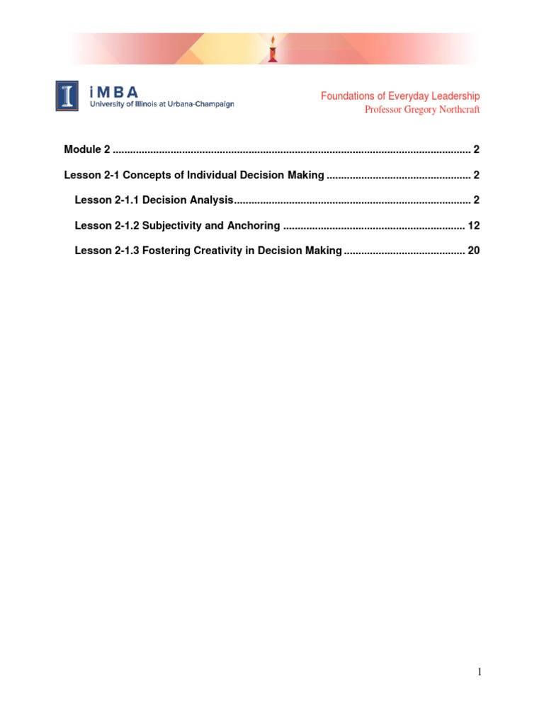 Mod 2 1 Concepts of Individual Decision Making | PDF | Decision Making ...