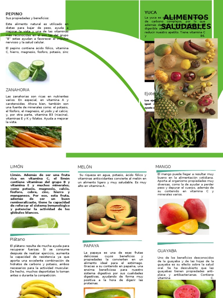 Triptico - Comida Saludable | PDF | Vitamina | Alimentos