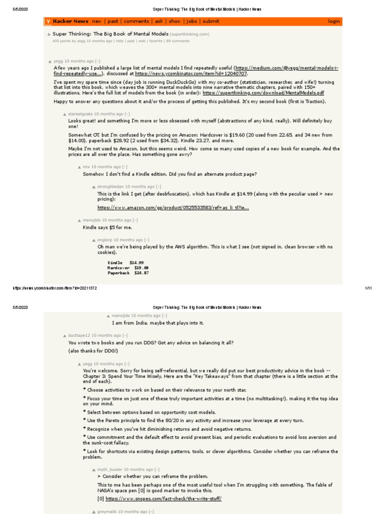 Super Thinking - The Big Book of Mental Models - Hacker News PDF | PDF ...
