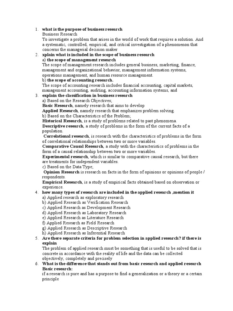 Exploring the Scope, Types, and Characteristics of Business Research ...